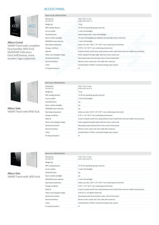Controllo accessi VingCard modello ALLURE - Data Sheet | PDF