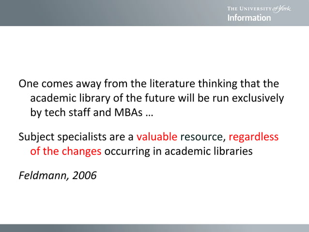One Director's Vision for Academic Liaison | PPT