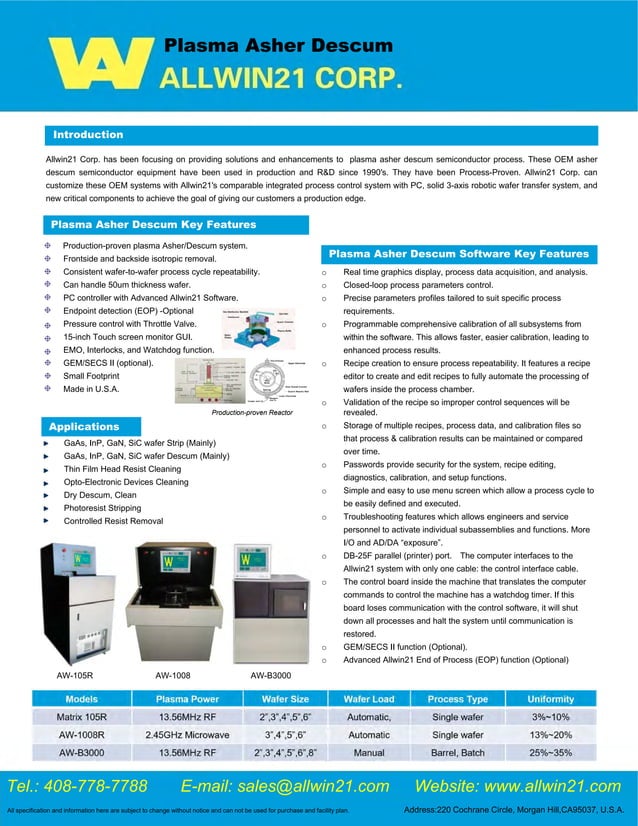Allwin21 Product Brochures-Plasma Asher Descum 2024.5.pdf | Home ...