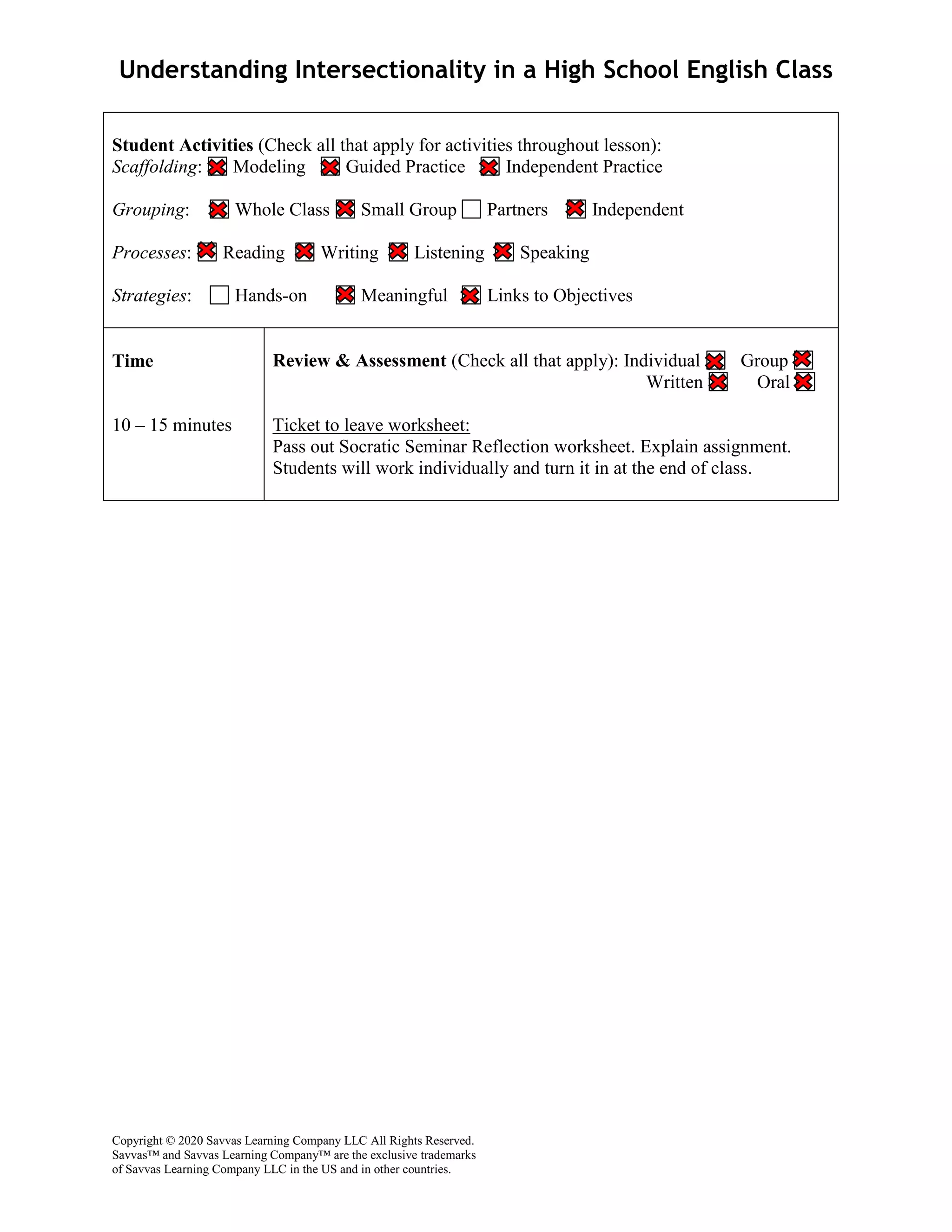Understanding Intersectionality in a High School English Class | PDF