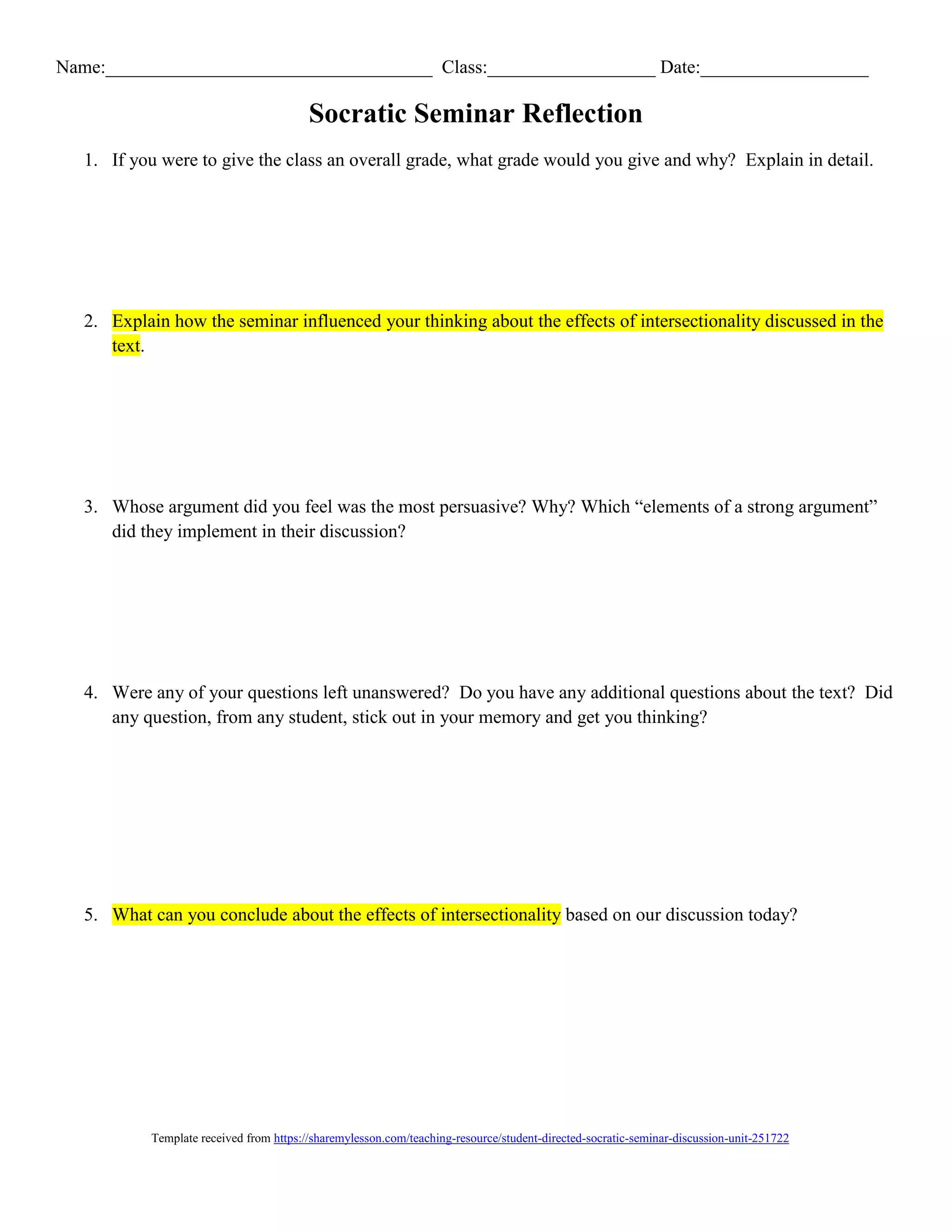 Understanding Intersectionality in a High School English Class | PDF