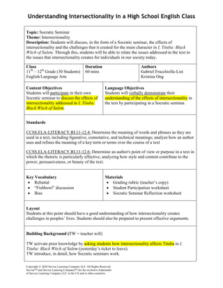 Understanding Intersectionality in a High School English Class | PDF