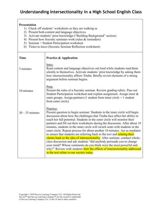 Understanding Intersectionality in a High School English Class | PDF