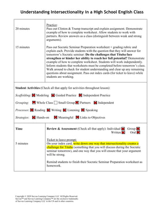 Understanding Intersectionality in a High School English Class | PDF