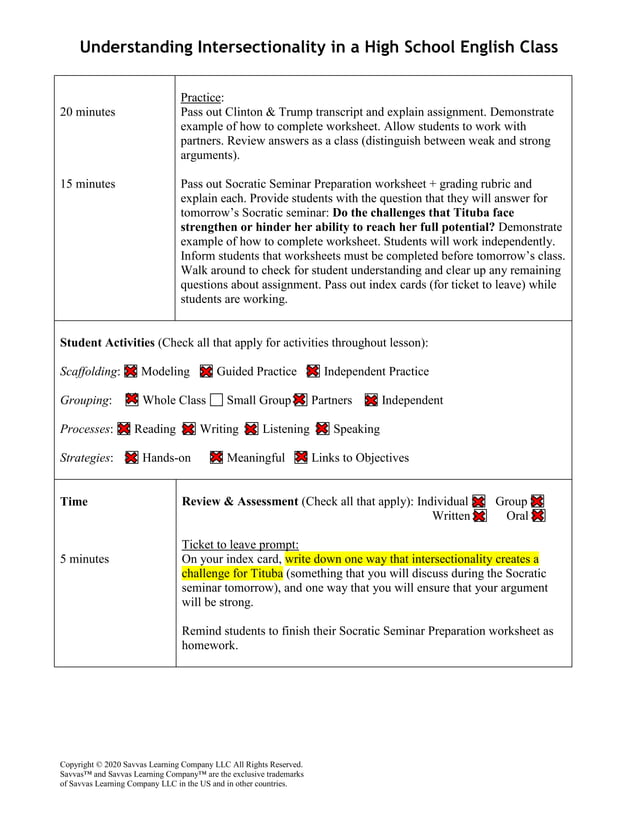 Understanding Intersectionality in a High School English Class | PDF