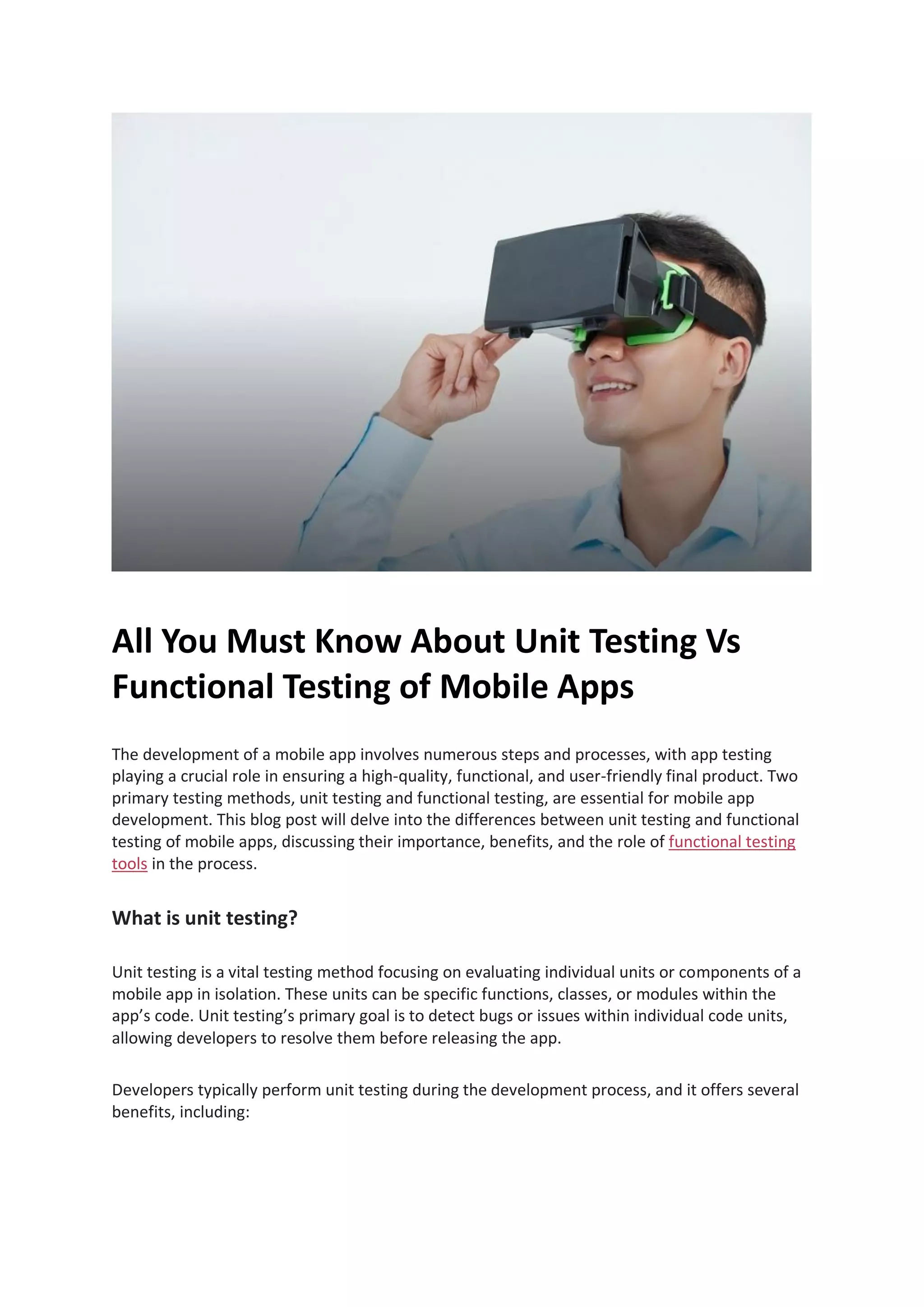 All You Must Know About Unit Testing Vs Functional Testing of Mobile ...