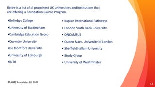 All you need to know about a UK foundation program | PPT