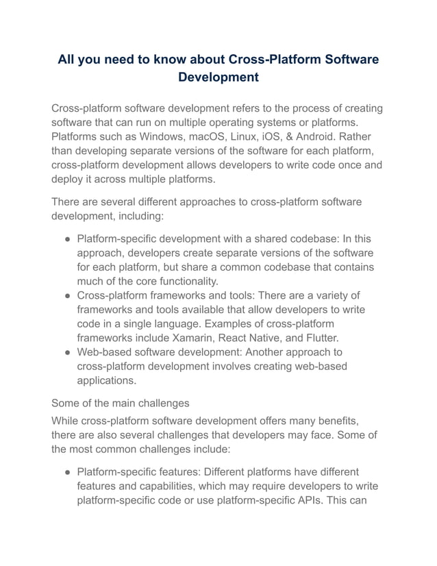 All you need to know about Cross-Platform Software Development.pdf | Web Development | Internet