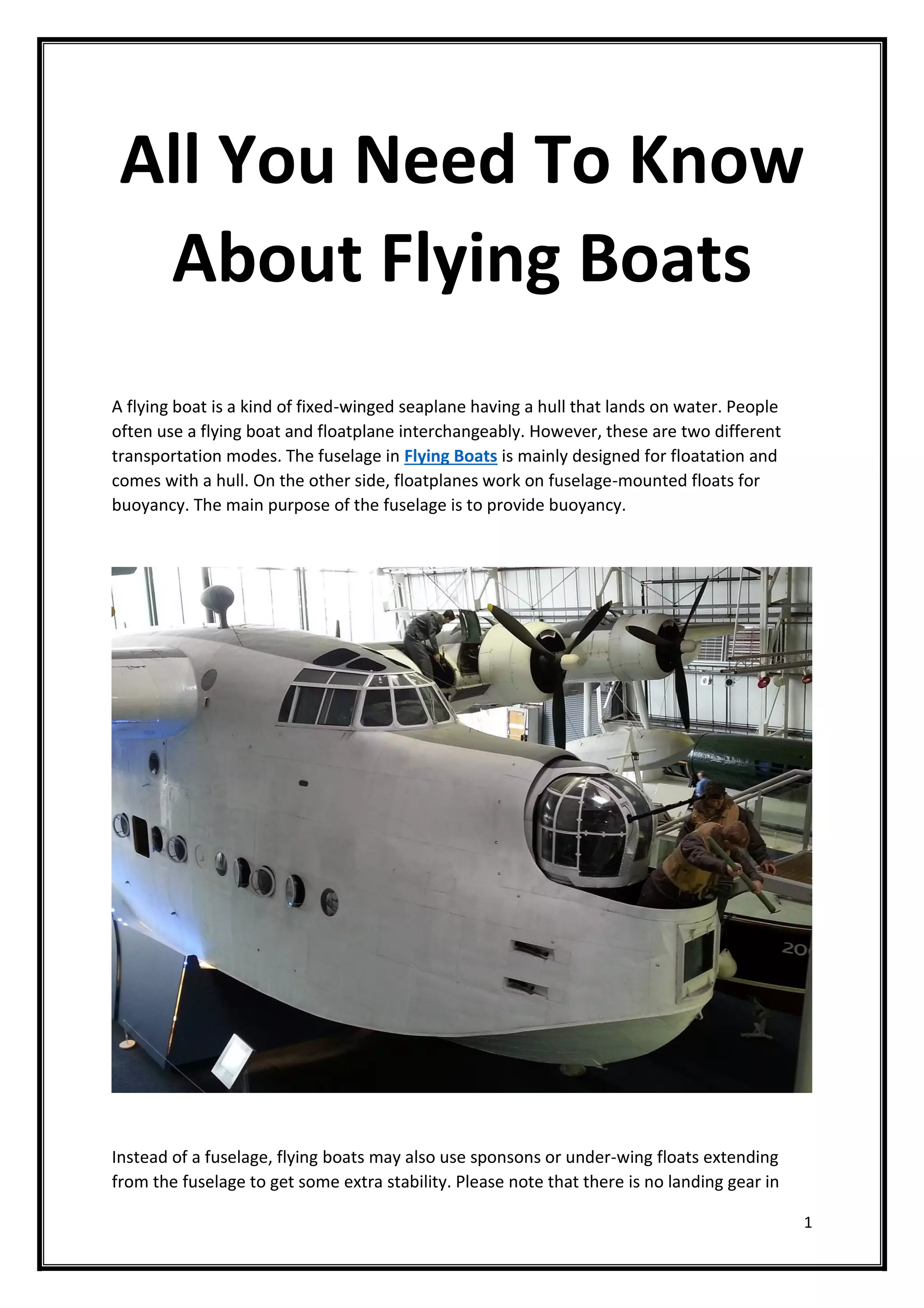 All You Need To Know About Flying Boats | PDF