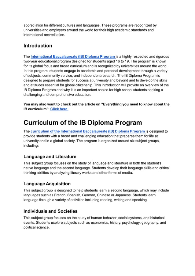 All you need to know about IB Diploma Program | PPTX