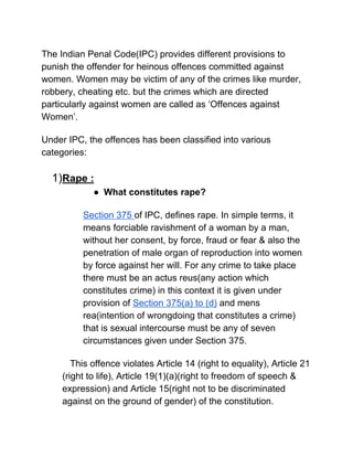 All you need to know about offences against women under ipc (1) | PDF