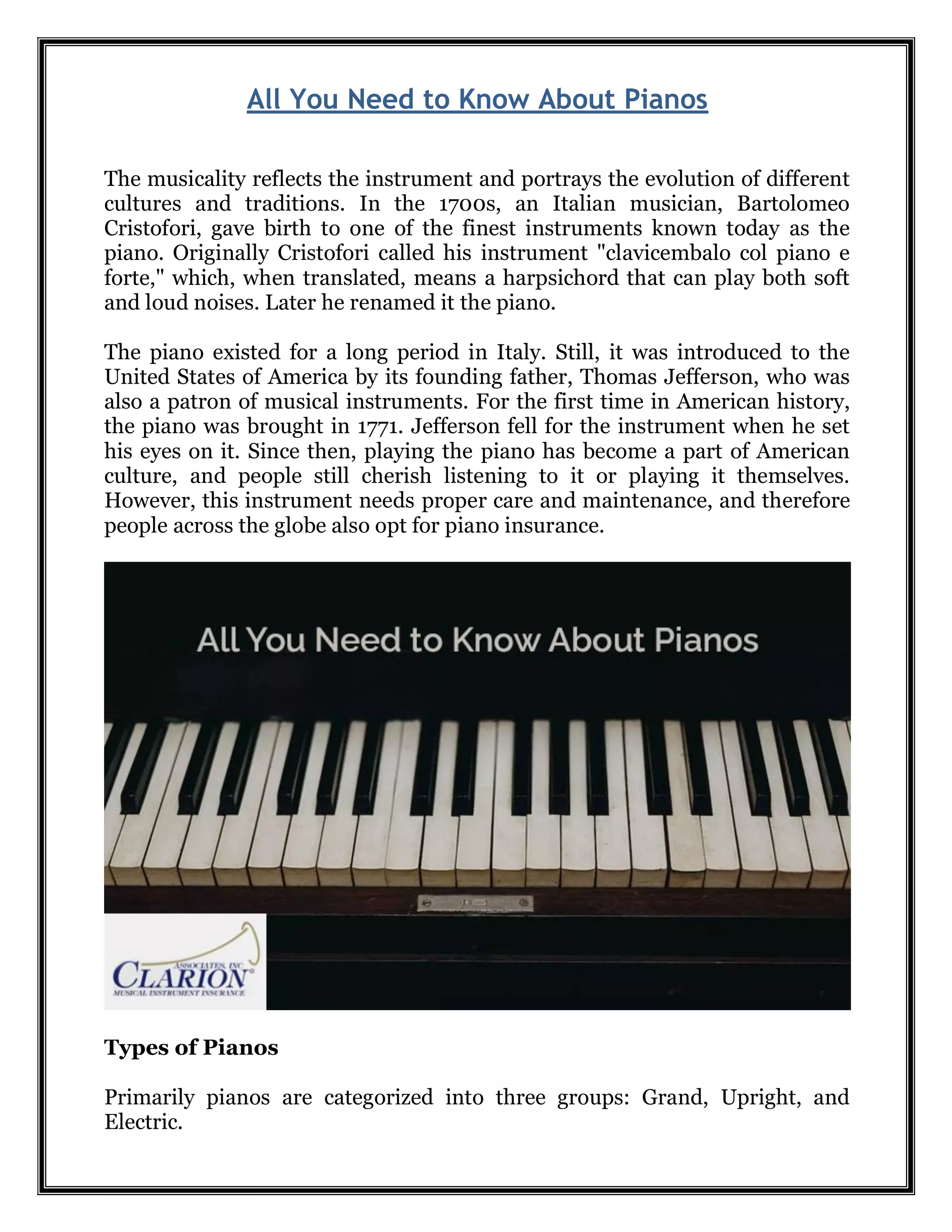 All You Need to Know About Pianos | PDF