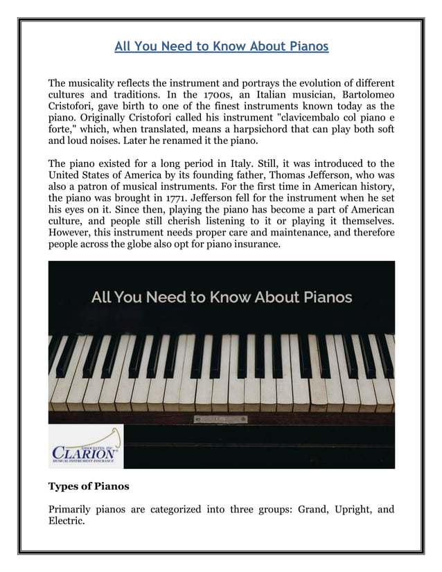 All You Need to Know About Pianos | PDF