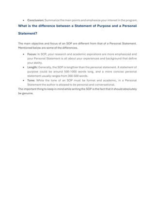 All You Need to Know About SOP and Personal Statement | PDF