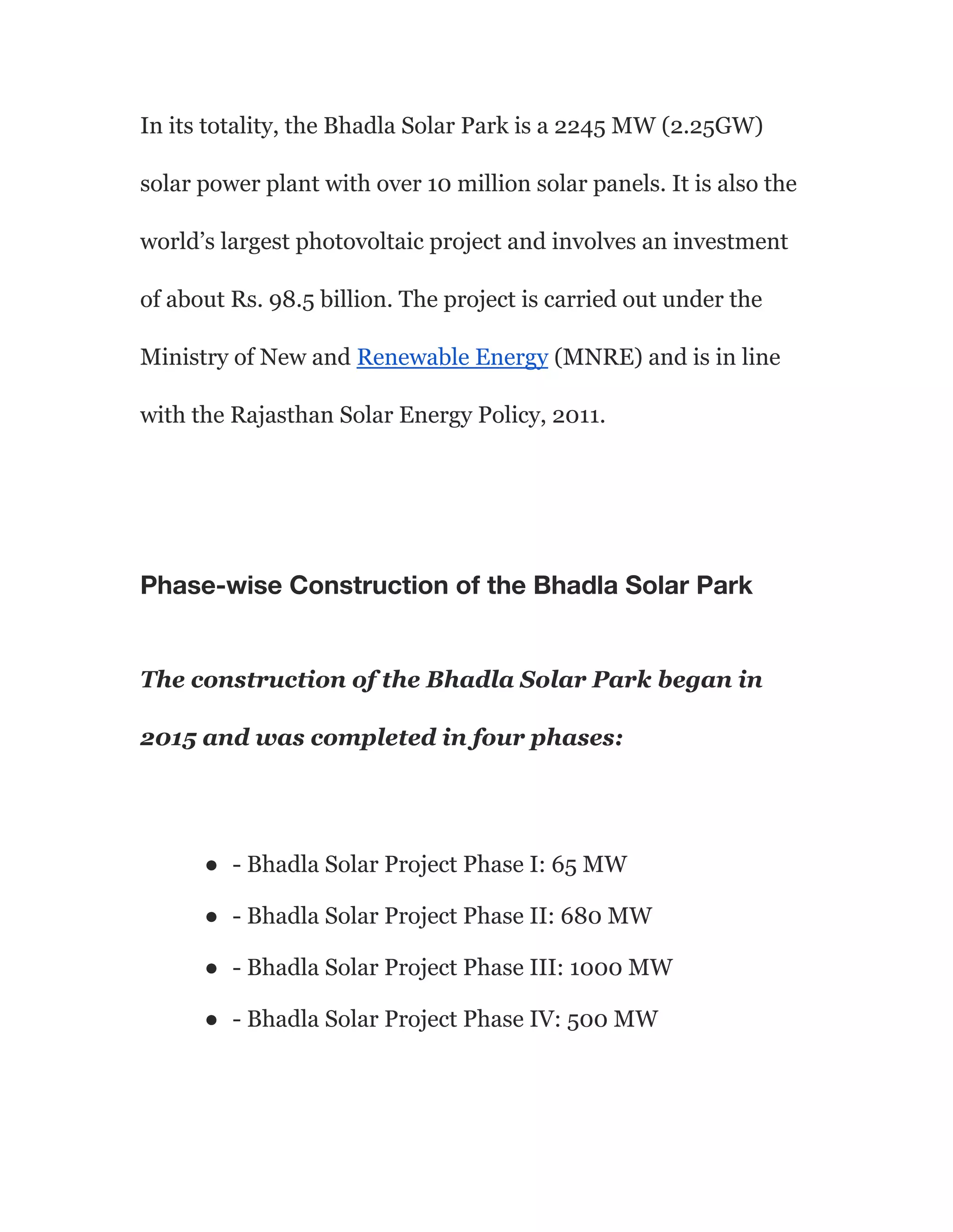 All You Need to Know about the Bhadla Solar Park | PDF