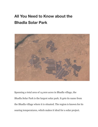 All You Need to Know about the Bhadla Solar Park | PDF