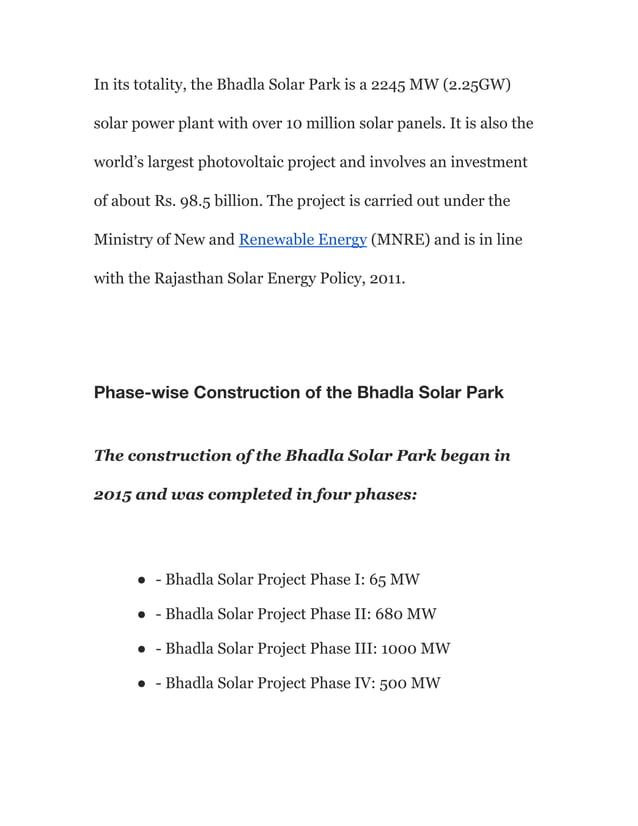 All You Need to Know about the Bhadla Solar Park | PDF