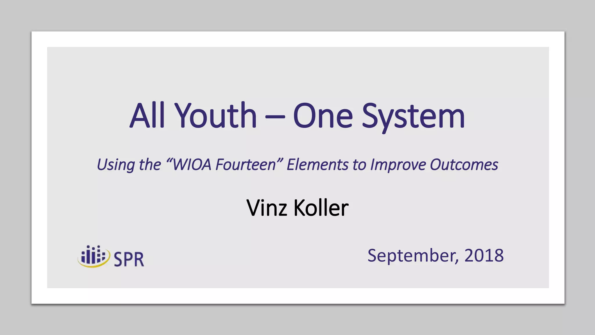 All Youth One System - the WIOA Fourteen | PPTX