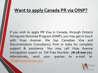 All you want to knowabout Ontario Immigrant Nominee Program (OINP) | PPTX