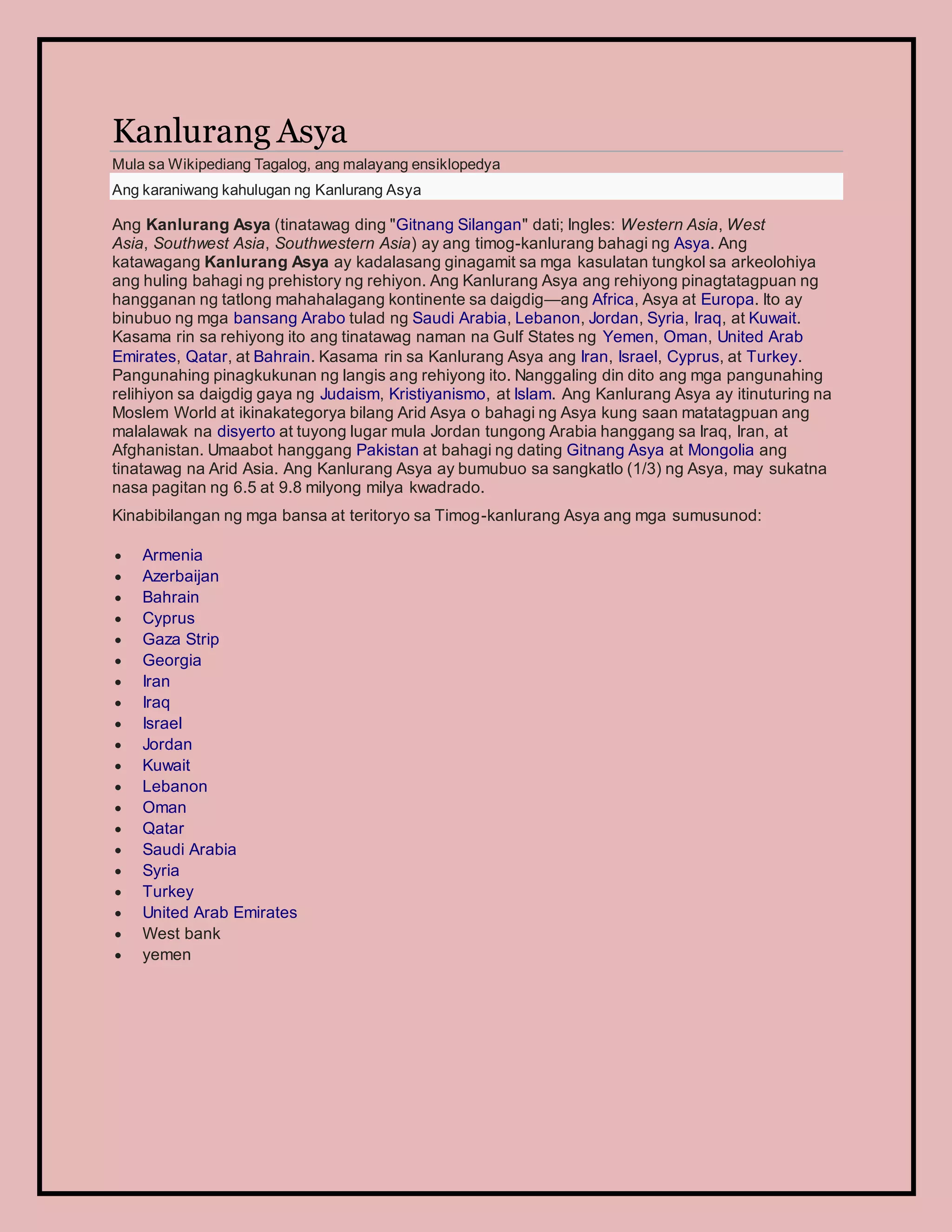 KANLURANG ASYA GROUP 3 | PDF