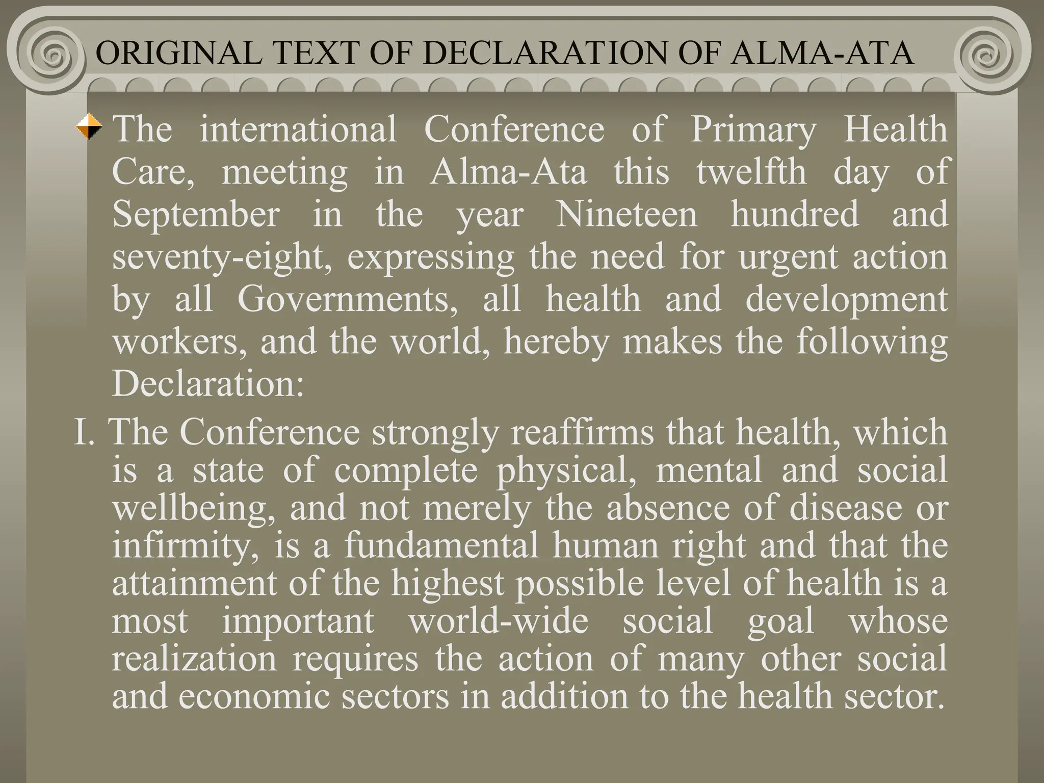ALMA – ATA DECLARATION FOR PRIMARY HEALTH CARE | PPT