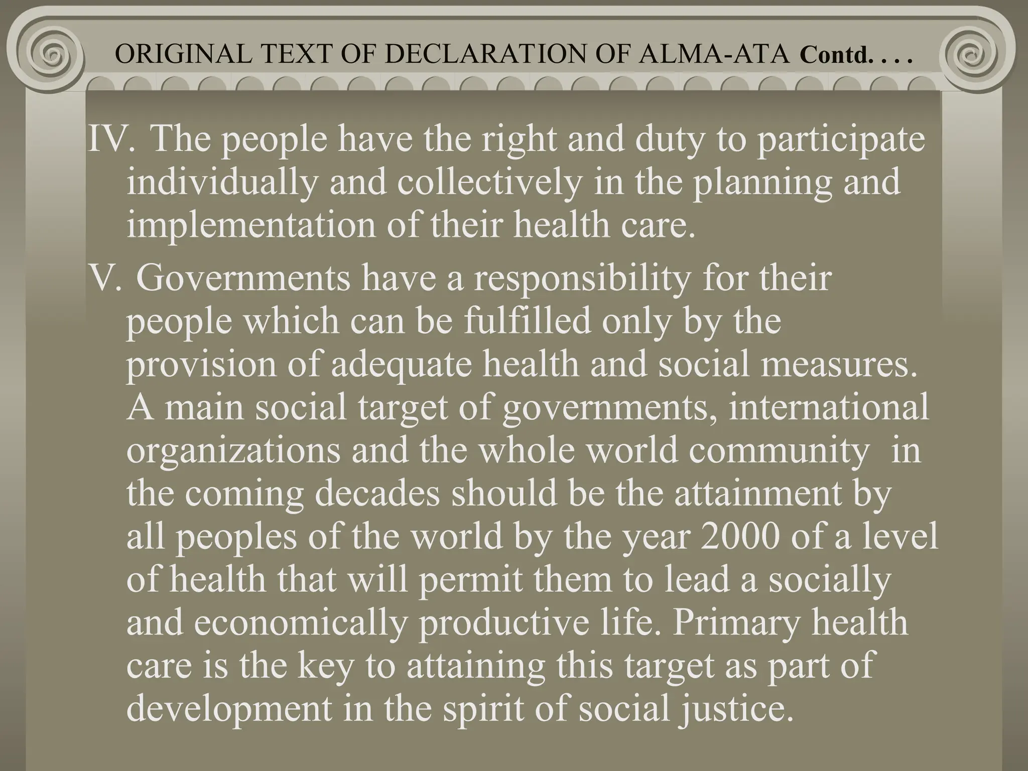 ALMA – ATA DECLARATION FOR PRIMARY HEALTH CARE | PPT