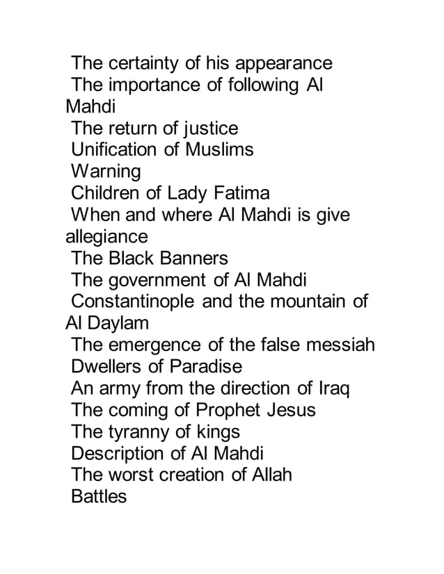 Al mahdi, jesus and moshaikh; the anti christ | DOCX | Islam | Religion ...