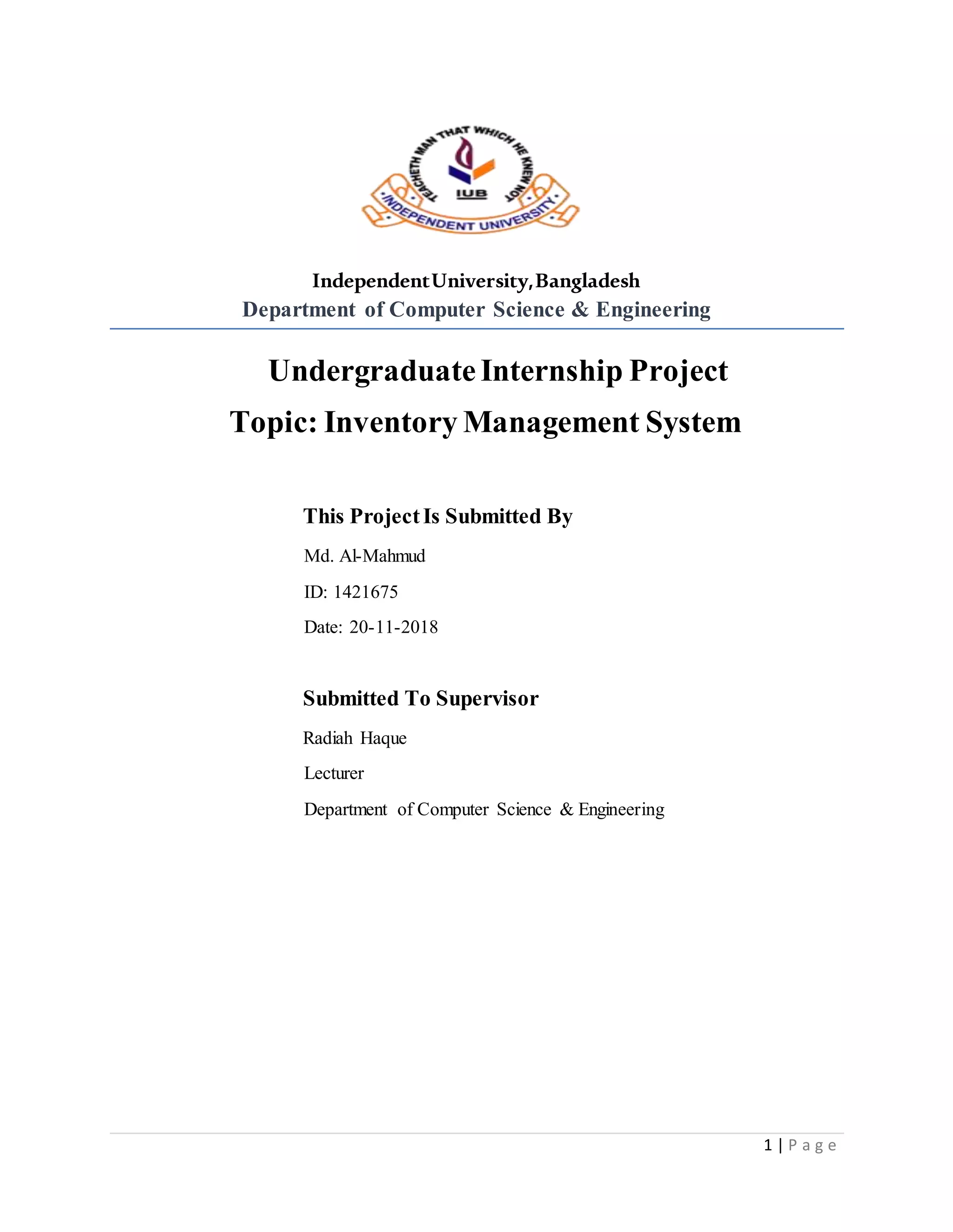 Inventory management System | DOCX
