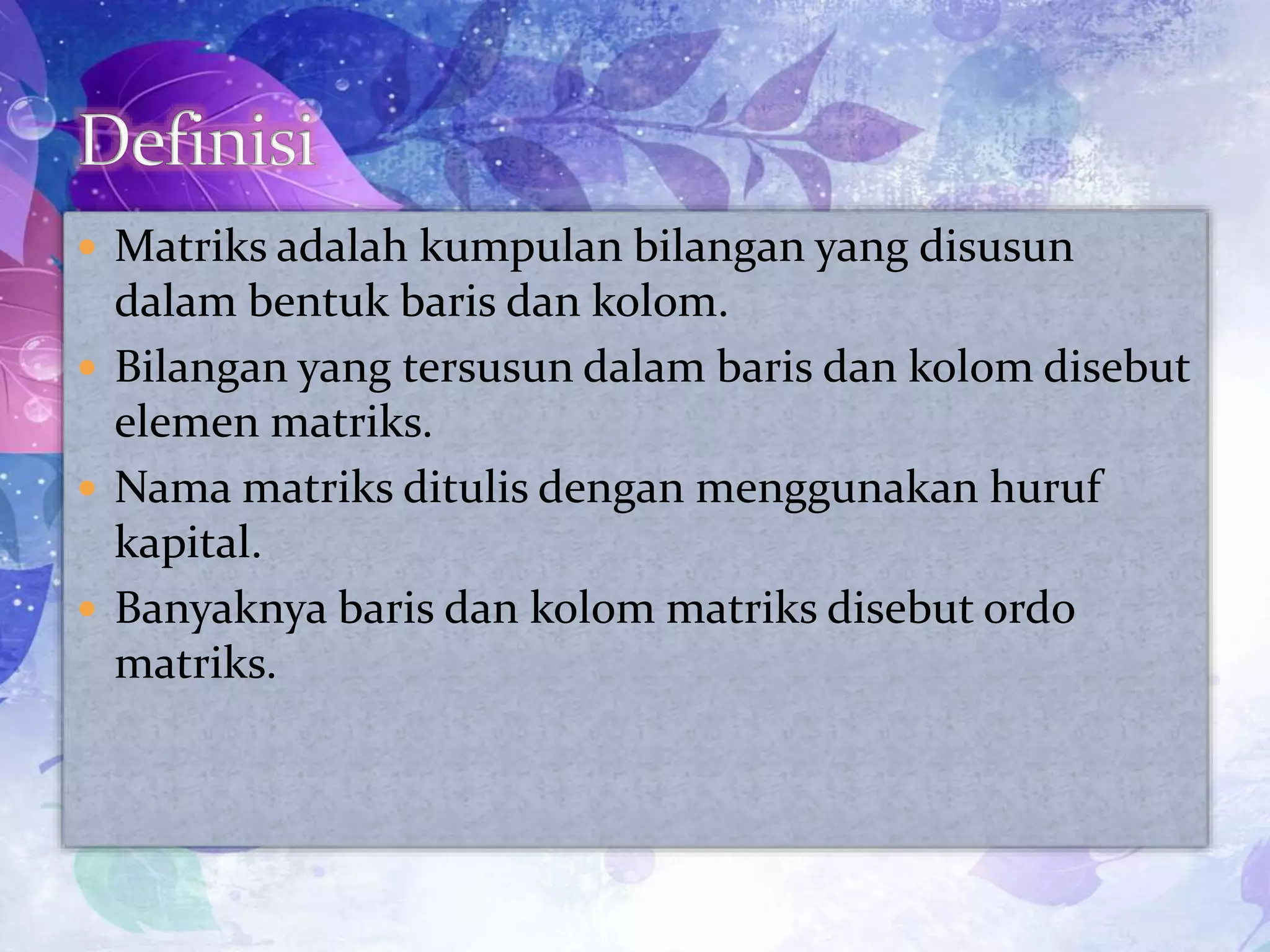 matriks dan jenis-jenis matriks | PPTX
