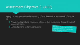 Al media studies exam qs comand words assessment objectives ao1 ao2 | PPTX
