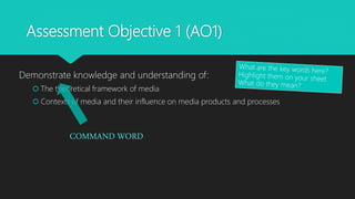 Al media studies exam qs comand words assessment objectives ao1 ao2 | PPTX