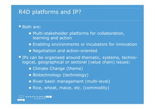 Research for Development Platforms: Science for impact in Humidtropics ...