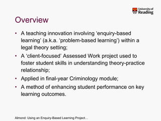 Using an enquiry-based learning project to develop criminological understanding | PPT
