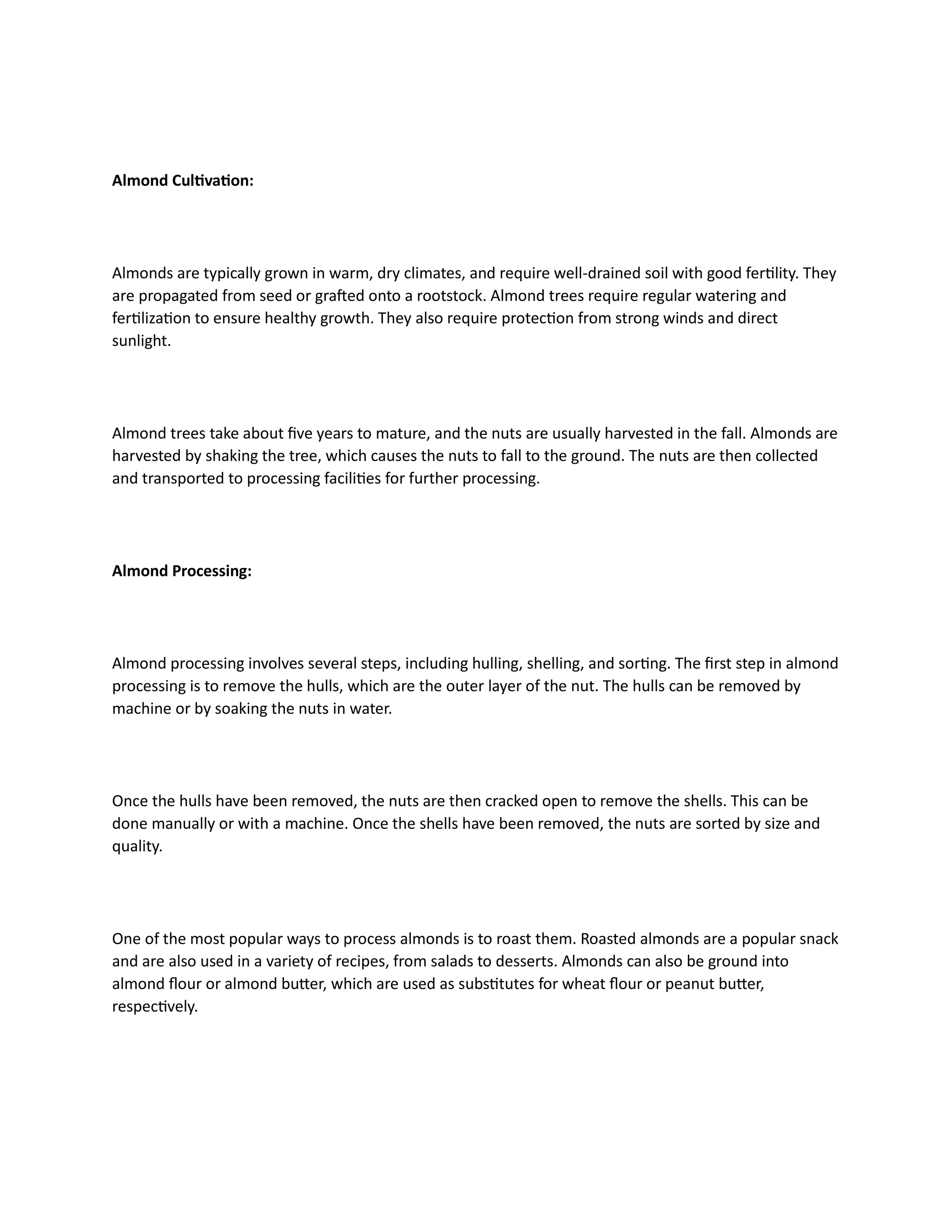 Almonds Cultivation and Processing Project Report | PDF