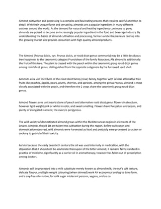 Almonds Cultivation and Processing Project Report | PDF