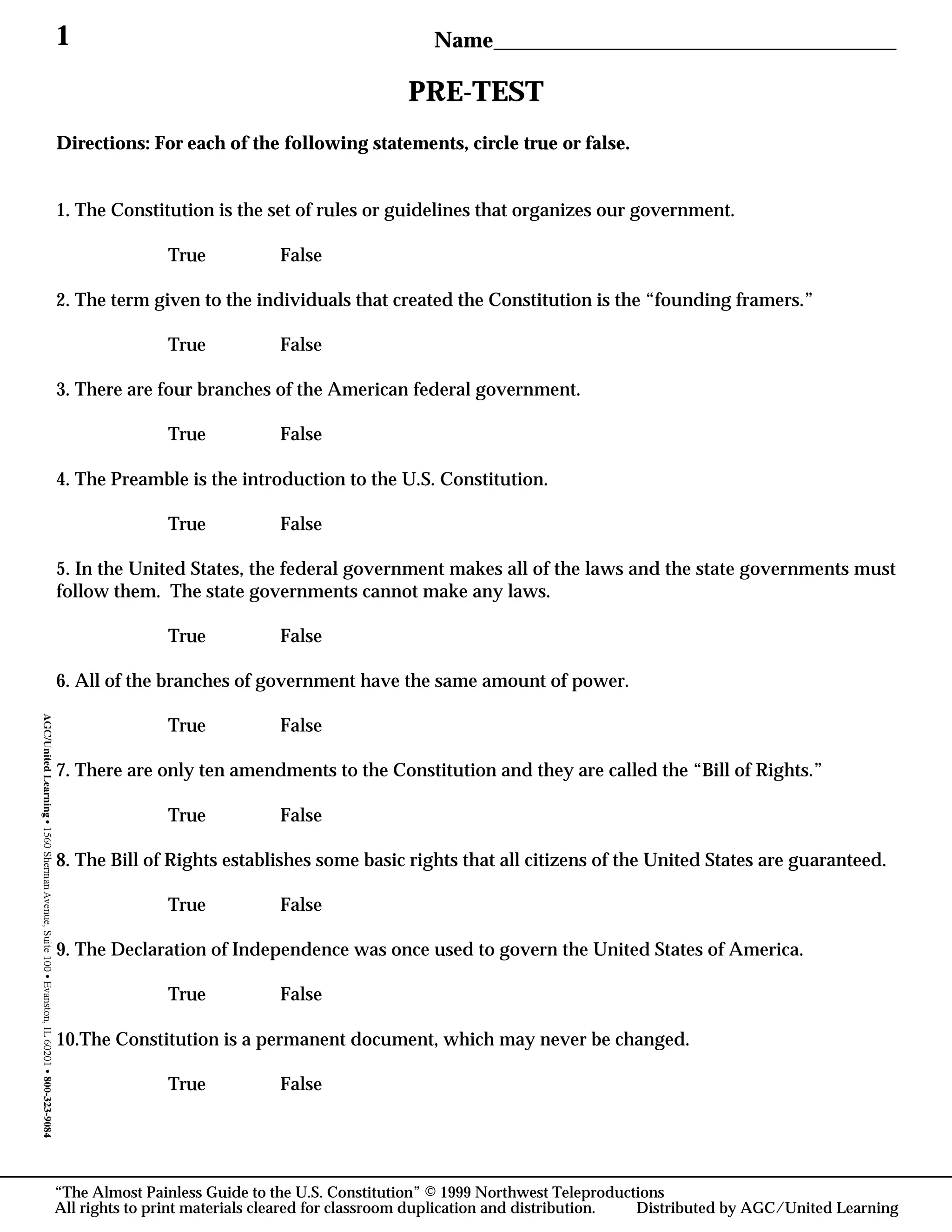 Almost painless constitution video sheet | PDF