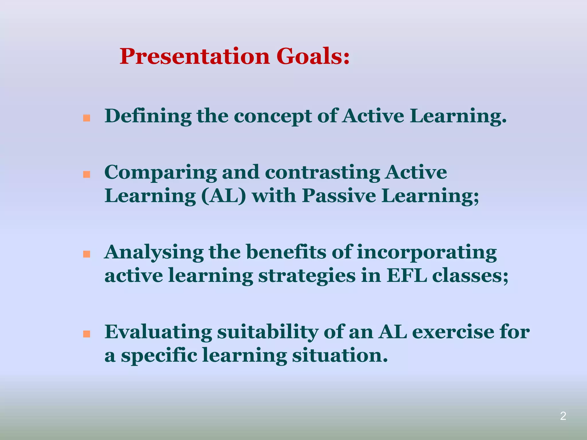 Active Learning Strategies in EFL Classes | PPTX