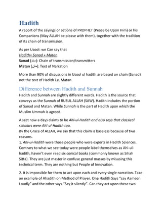 Al mukhtasar fi usool ul hadith (Wajahat hussain al-Hanafi) | PDF