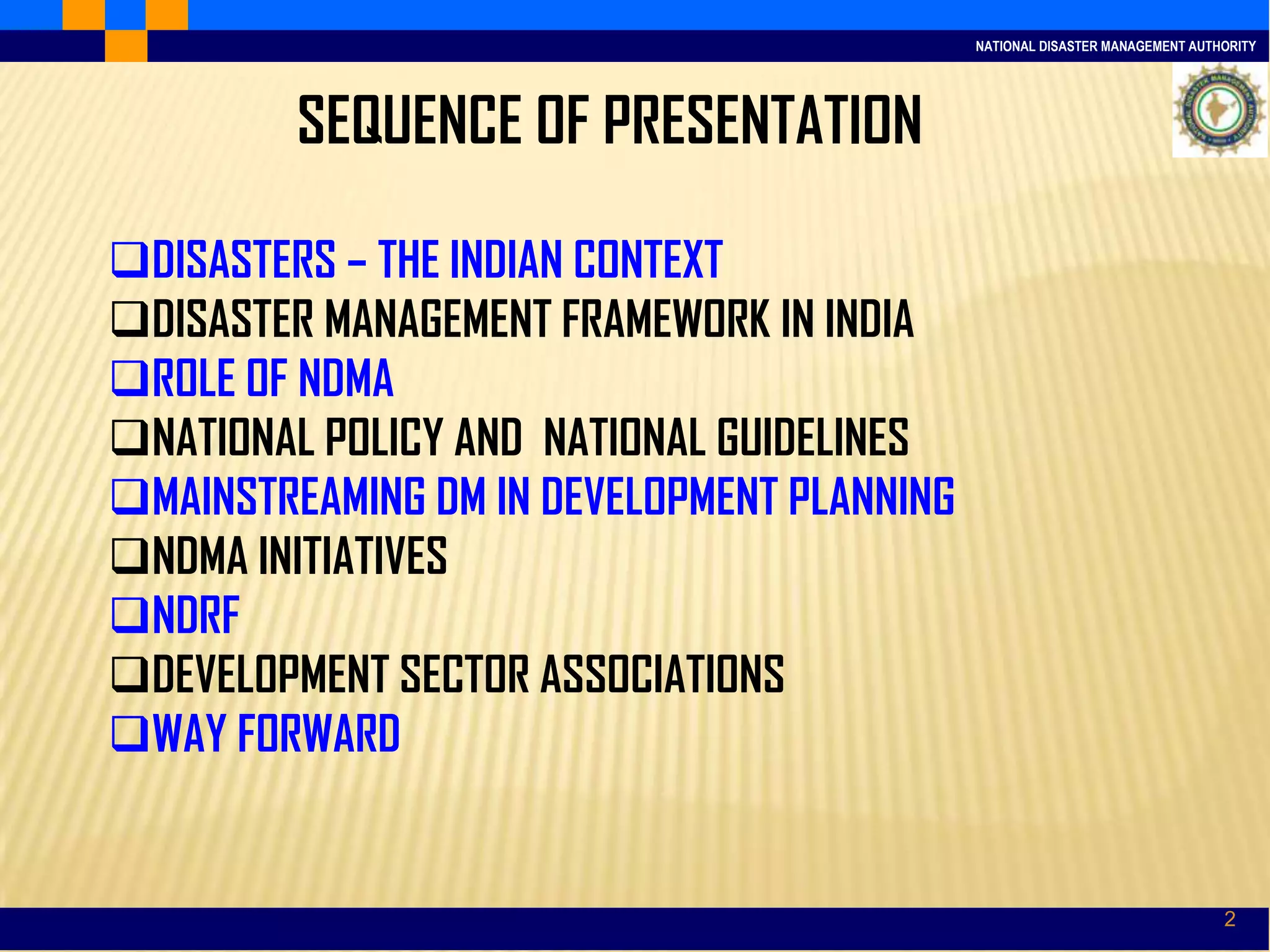 Disaster Management Initiatives in India | PPTX