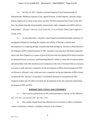 Dicerna vs Alnylam August 2017 Suit | PDF