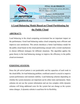 A load balancing model based on cloud partitioning for the public cloud | PDF