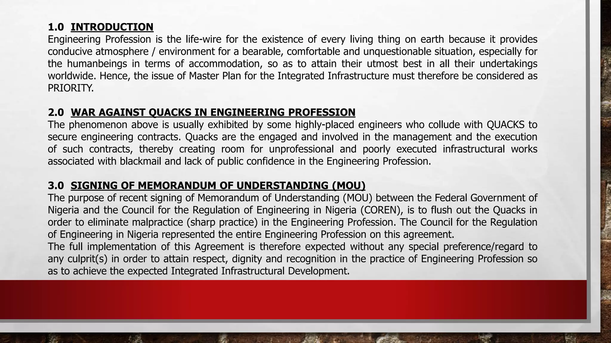 Factors militating Against Integrated Infrastructure development ...