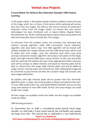 A local metric for defocus blur detection cnn feature learning screenshots | PDF