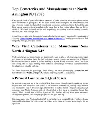 A Local’s Quiet Places- Cemetery and Mausoleum Walks Near North ...