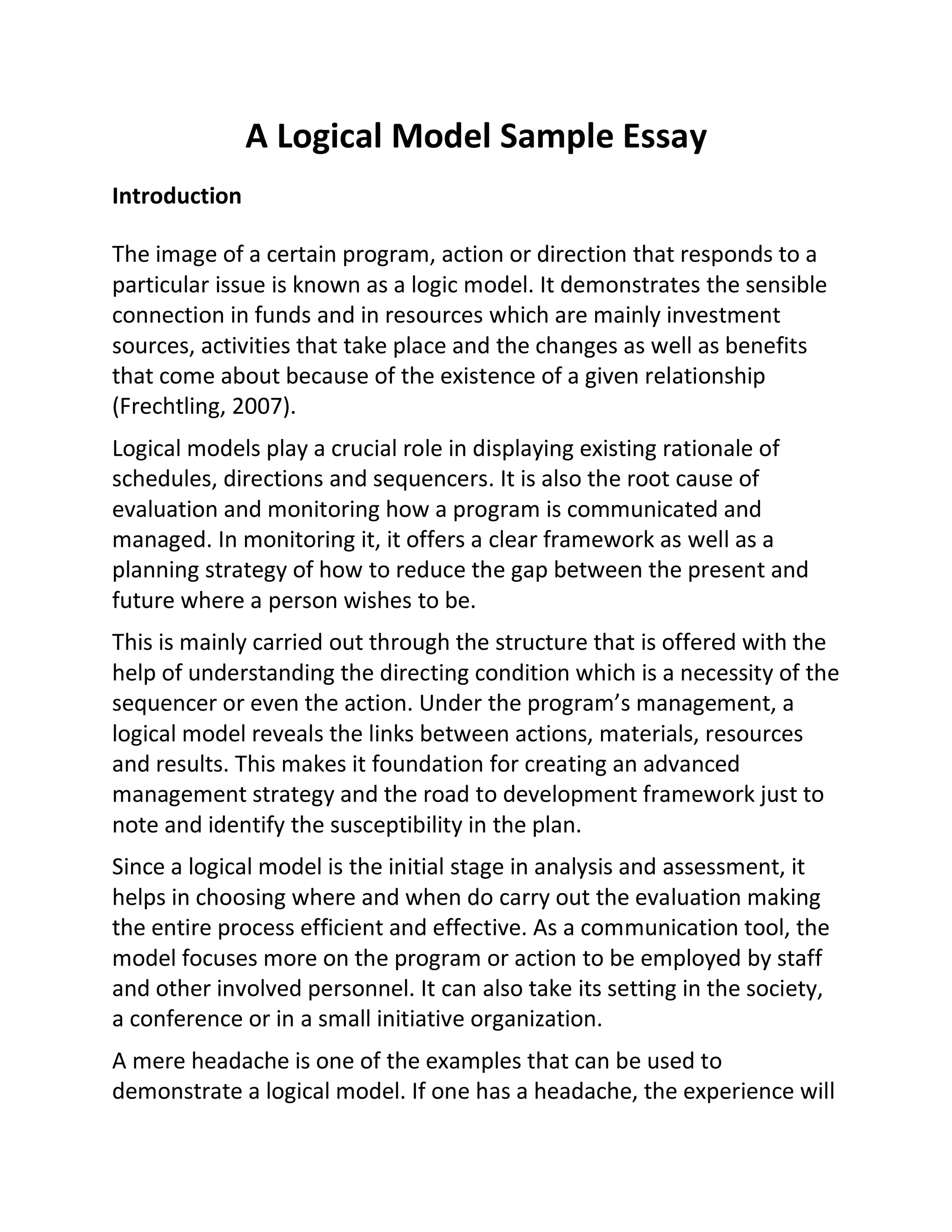 A logical model sample essay | PDF