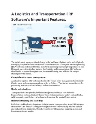 A Logistics and Transportation ERP Software's Important Features..pdf