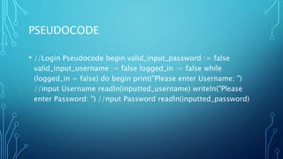 Alogorithum of login form | PPT