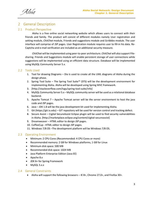 Aloha Social Networking Portal - Design Document | PDF