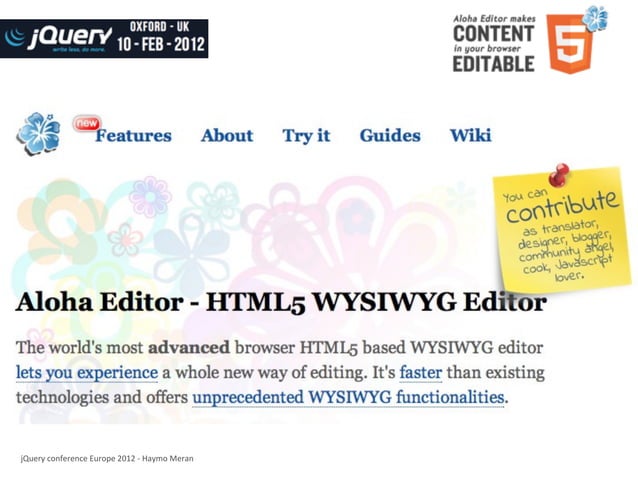 Aloha Editor and Aloha Wikidocs | PPT