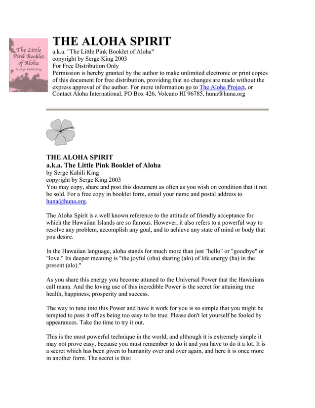 Alohaspirit | PDF